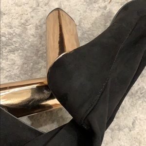 Charlotte Russe | Shoes | Nwt Charlotte Russe Suede Black Gold Heeled ...